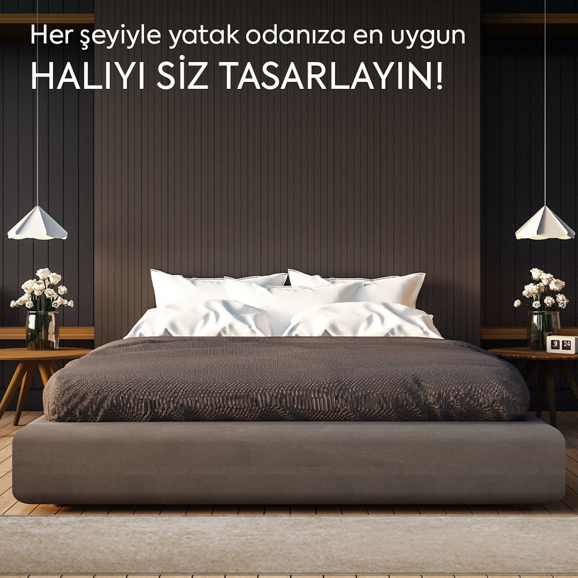 Özel Ölçü Yatak Odası Halısı Kendin Tasarla – Veldena Home